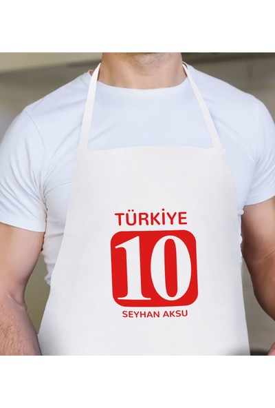 BK Kişiye Özel Isimli Numaralı Beyaz Mutfak Önlüğü-1