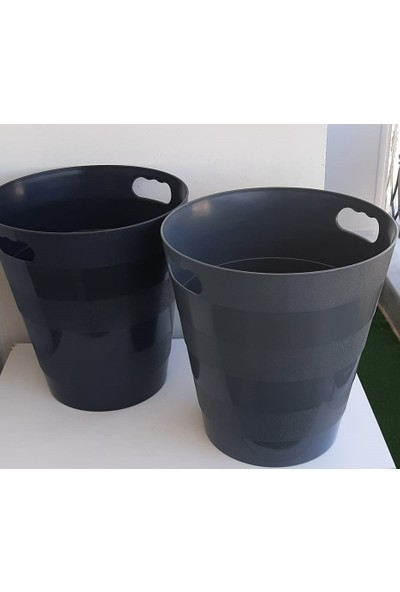 Poliwork Plastik Çöp Kovası Ev/ofis Siyah ve Gri Renk 12,5 Lt 2 Adet