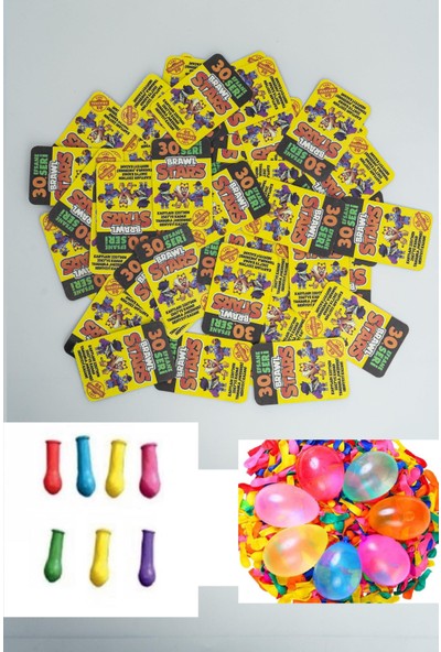 Brawl Stars 30. Seri 50 x 2 100 Adet Oyun Kartı ve 7'li Su Balonu Brawl Stars 30. Seri 50 x 2 100 Adet Oyun Kartı ve 7'li Su Balonu