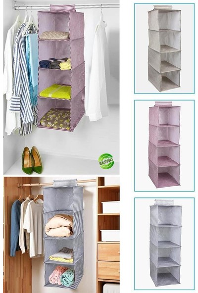 Easyso Dolap Içi Düzenleyici 4 Bölmeli Katlanabilir Bez Dolap Organizeri -