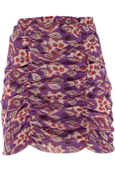 Quzu Büzgülü Mini Etek Lila Quzu Büzgülü Mini Etek Lila