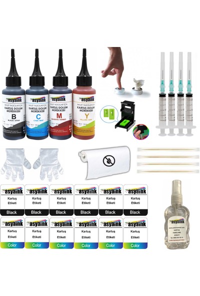 Asyaink Hp 300, 300XL Uyumlu Kartuş Dolum Seti 4X100ML Asyaink Hp 300, 300XL Uyumlu Kartuş Dolum Seti 4X100ML