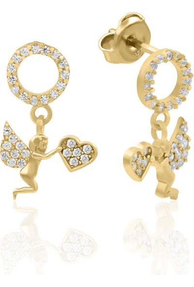 Hicret Kuyumculuk Altın Renk Zirkon Taşlı Aşk Meleği Çivili Gümüş Kadın Küpe Hicret Kuyumculuk Altın Renk Zirkon Taşlı Aşk Meleği Çivili Gümüş Kadın Küpe