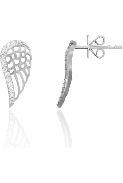 Hicret Kuyumculuk Zirkon Taşlı Melek Kanadı Çivili Gümüş Kadın Küpe Hicret Kuyumculuk Zirkon Taşlı Melek Kanadı Çivili Gümüş Kadın Küpe