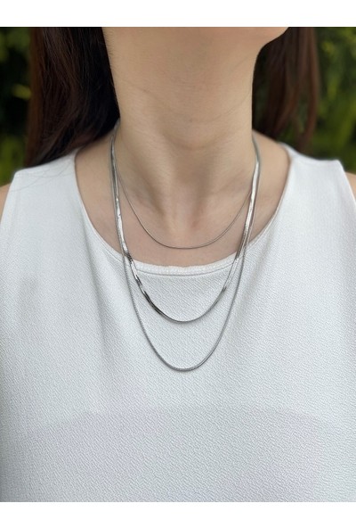 Stainless Steel Çelik Dört'lü Kombin Kolye