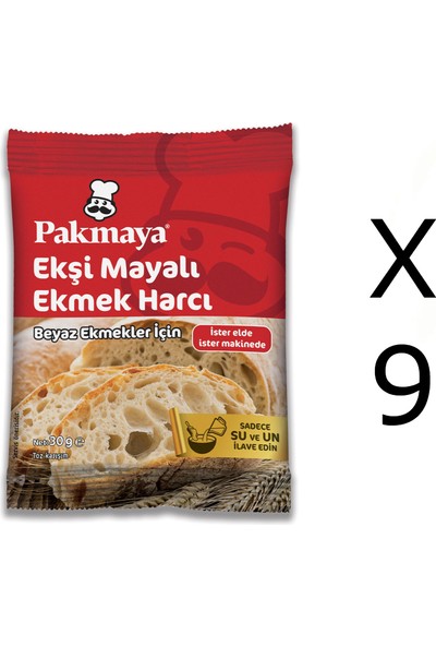 Pakmaya Ekşi Mayalı Beyaz Ekmek Harcı 30 gr X9 Pakmaya Ekşi Mayalı Beyaz Ekmek Harcı 30 gr X9