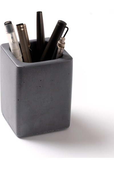 Lukka Home Koyu Gri Beton Kalemlik, Masa Üstü Kalemlik, Ofis Modern Hediye Lukka Home Koyu Gri Beton Kalemlik, Masa Üstü Kalemlik, Ofis Modern Hediye