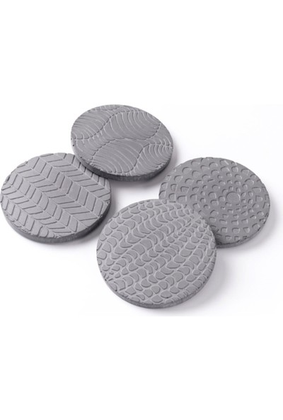 Lukka Home 4 Adet Beton Bardak Altlığı, Desenli Gri Bardak Altıkları