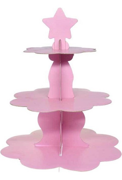 İpek Böceği Pembe Renk 3 Katlı Cupcake Standı İpek Böceği Pembe Renk 3 Katlı Cupcake Standı