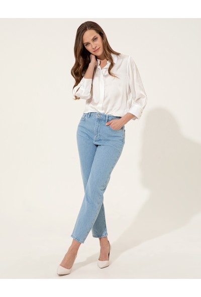 Pierre Cardin Açık Mavi Mom Denim Pantolon 50252084-VR003
