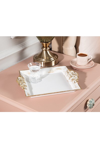 Madame Coco Barroco Tepsi Küçük - Soft Ekru Madame Coco Barroco Tepsi Küçük - Soft Ekru