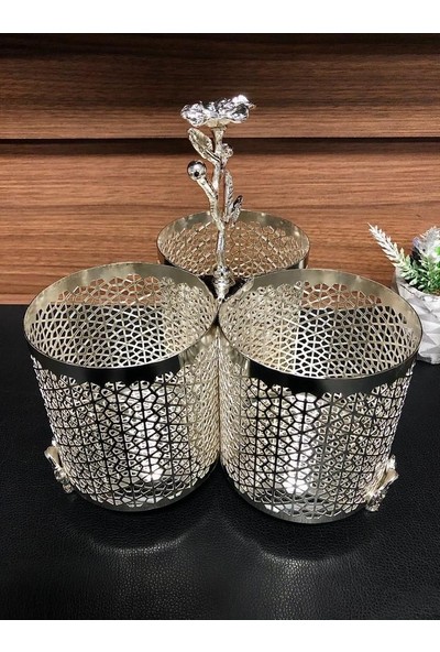 Roy Kıng 3 Lü Kaşıklık Çiçekli Gümüş