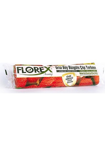 Florex Çilek Kokulu Orta Boy Büzgülü Çöp Poşeti 55 x 60 cm