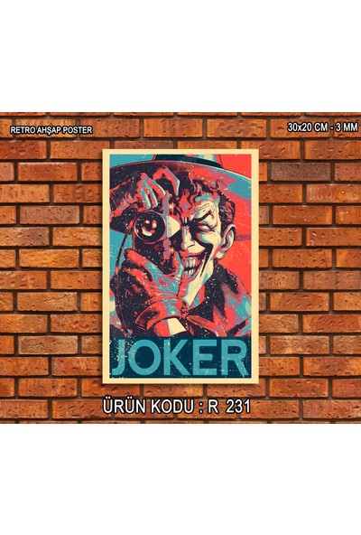 Deryalar Tablo Joker Dc // Retro Vintage Ahşap Poster / A + Kalite 20X30 R231