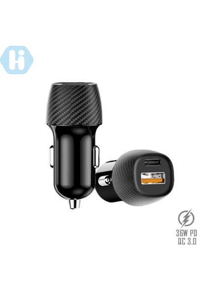 Hiqonic Type-C + USB Araç Çakmaklık 36W Pd Hızlı Şarj Soketi Araba Usb-C Şarz Iphone Samsung Xiaomi Uyumlu Hiqonic Type-C + USB Araç Çakmaklık 36W Pd Hızlı Şarj Soketi Araba Usb-C Şarz Iphone Samsung Xiaomi Uyumlu