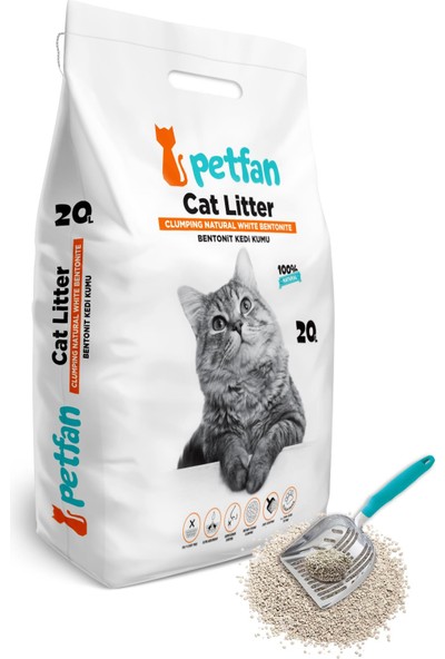 Petfan 20 Lt-17 kg Kalın Taneli Beyaz Bentonite Kokusuz Petfan 20 Lt-17 kg Kalın Taneli Beyaz Bentonite Kokusuz