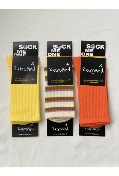 Retrobird 3 Lü Set Spor Çorap Unisex Çok Renkli