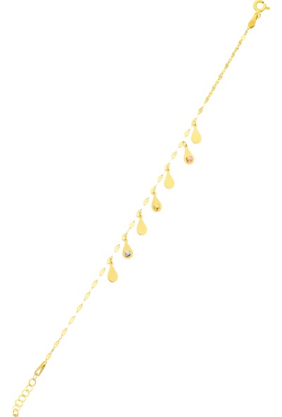 Woman Kadın 14 Ayar Altın Damla Plaka Bileklik