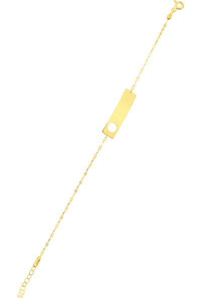 Woman Kadın 14 Ayar Altın Künye Daire Bileklik