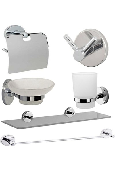 Fnd Home Fndhome Etejer, Bornoz Askısı, Uzun Havluluk, Diş Fırçalık, Sabunluk, Kapaklı Wc Kağıtlık 6 Lı Set Fnd Home Fndhome Etejer, Bornoz Askısı, Uzun Havluluk, Diş Fırçalık, Sabunluk, Kapaklı Wc Kağıtlık 6 Lı Set