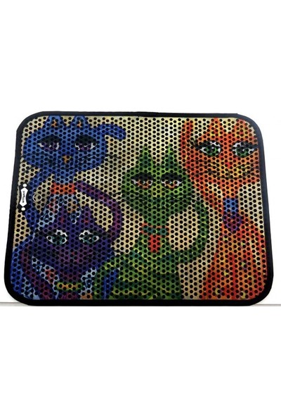 Willypet Elekli Paspas Dijital Baskılı Renkli Kediler Willypet Elekli Paspas Dijital Baskılı Renkli Kediler