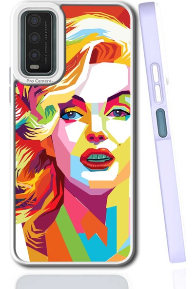 Gramaphone Vivo Y20 Kılıf Kenarları Lila Hd Desen Baskılı Arka Kapak - Pop Art Marliyn 1
