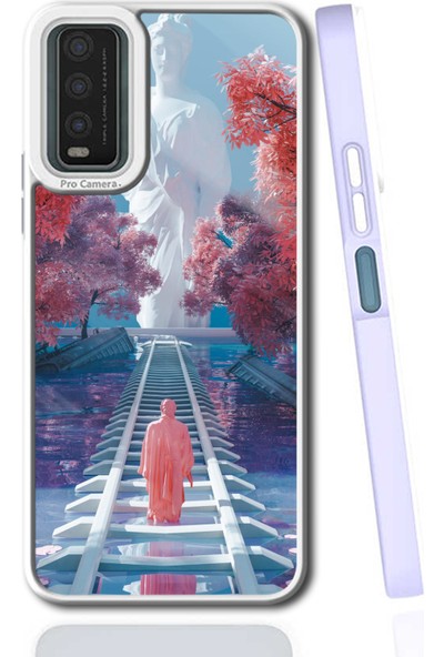 Gramaphone Vivo Y20 Kılıf Kenarları Lila Hd Desen Baskılı Arka Kapak - Oasis