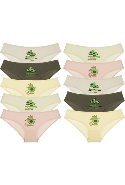 Donella 10'lu Renkli Avokado Baskılı Genç Kız Külot - 5171FE