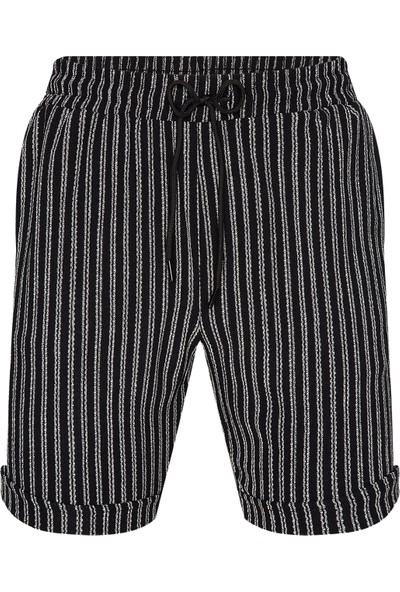 Xhan Siyah Beli Lastikli Çizgili Dokulu Şort 2YXE5-45976-02 Xhan Siyah Beli Lastikli Çizgili Dokulu Şort 2YXE5-45976-02