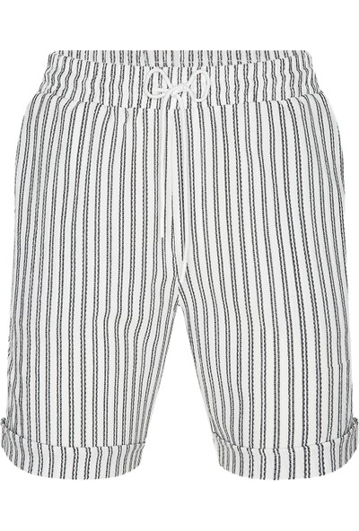 Xhan Beyaz Beli Lastikli Çizgili Dokulu Şort 2YXE5-45976-01 Xhan Beyaz Beli Lastikli Çizgili Dokulu Şort 2YXE5-45976-01