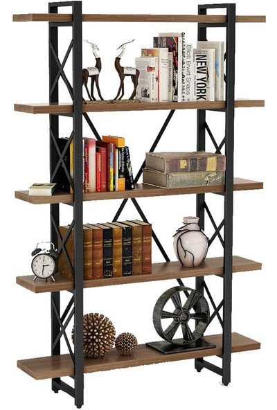 Plus Aksesuar Ahşap Doğal Masif 5 Katlı Raf Kitaplık 5 Raflı Dosya Raf Çapraz Metal İskeletli Kitaplık Plus Aksesuar Ahşap Doğal Masif 5 Katlı Raf Kitaplık 5 Raflı Dosya Raf Çapraz Metal İskeletli Kitaplık