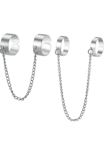 Aomu Zincir Ayarlanabilir Yüzük Punk Parti Açık Yüzük Kadın Hediyeleri (Yurt Dışından)