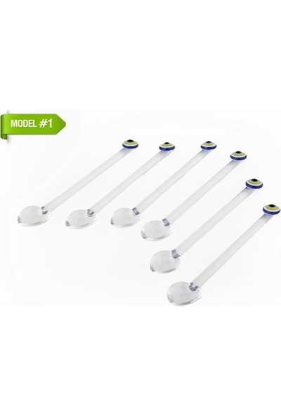 Pi İthalat Cam Çay Kaşığı 6 Adet Nazar Boncuklu