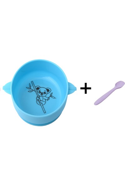 Yumio Kids Silikon Bebek Beslenme Mama Kasesi Pembe ve Silikon Mama Kaşığı Set