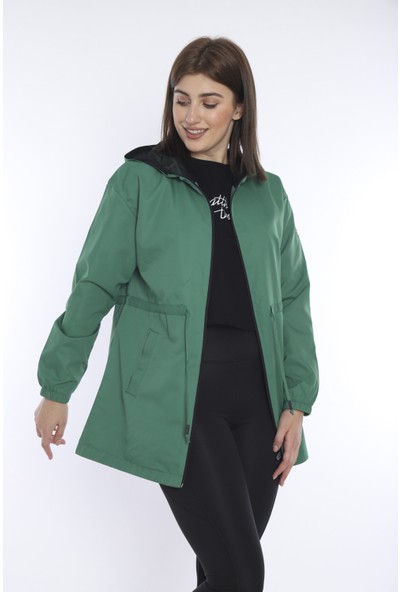 Escetic Kadın Spor Yeşil Yagmurluk / Rüzgarlık/ Ince Ceket CC-6723