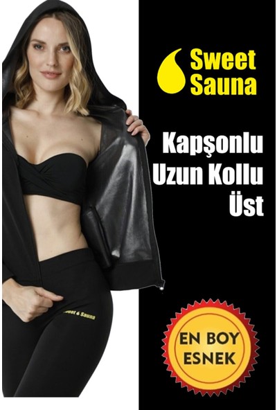 Sweet Sauna Yeni Sezon Spor Uzunkollu Kapşonlu Cepli Üst Unisex Sweet Sauna Termal Siyah Sweet Sauna Yeni Sezon Spor Uzunkollu Kapşonlu Cepli Üst Unisex Sweet Sauna Termal Siyah