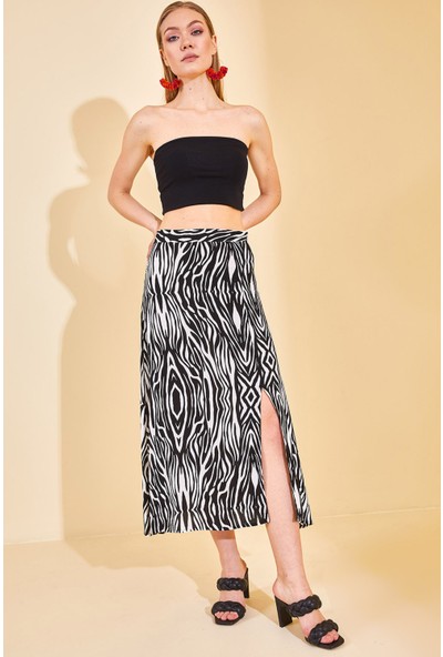 XUDE Siyah & Beyaz Zebra Desenli Etek 2YSK7-10087-01