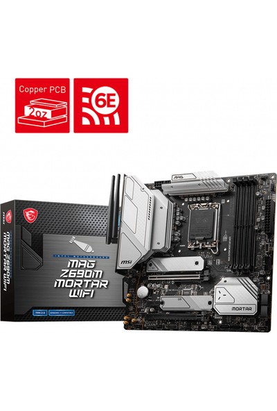 MSI MAG Z690M MORTAR WIFI 1700 DDR4 4800 MHz (OC) DPx1 HDMIx1 M.2 x2 USB3.2 Wi-Fi 2.5G LAN mATX Anakart MSI MAG Z690M MORTAR WIFI 1700 DDR4 4800 MHz (OC) DPx1 HDMIx1 M.2 x2 USB3.2 Wi-Fi 2.5G LAN mATX Anakart