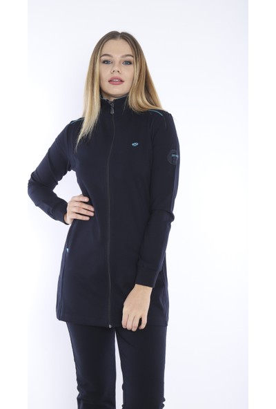 Escetic Kadın Spor Lacivert Fermuarlı, Cepli Tunik Eşofman Takımı - CC-6725 Escetic Kadın Spor Lacivert Fermuarlı, Cepli Tunik Eşofman Takımı - CC-6725