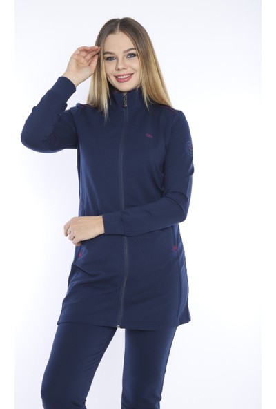 Escetic Kadın Spor Royal Fermuarlı, Cepli Tunik Eşofman Takımı - CC-6725 Escetic Kadın Spor Royal Fermuarlı, Cepli Tunik Eşofman Takımı - CC-6725