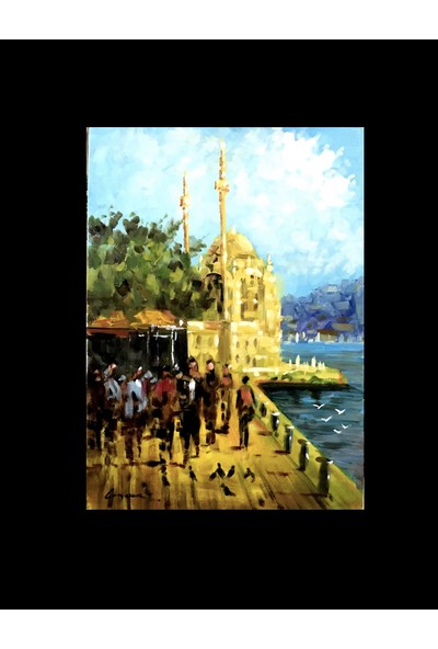 Pankart Orjinal Yağlıboya Istanbul Ortaköy Manzara 50 x 70 cm Pankart Orjinal Yağlıboya Istanbul Ortaköy Manzara 50 x 70 cm