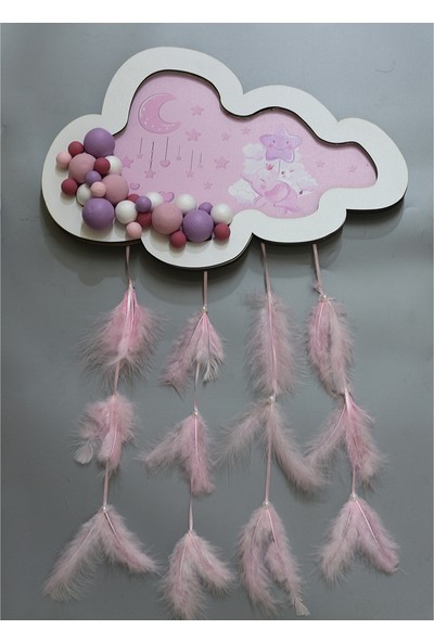 Yavuz Home Fil Dekorlu Bulut Kapı Süsü (Pembe&ışıklı)