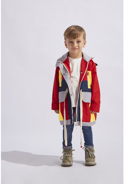 Hoquspoqus Erkek Çocuk Renkli Trençkot