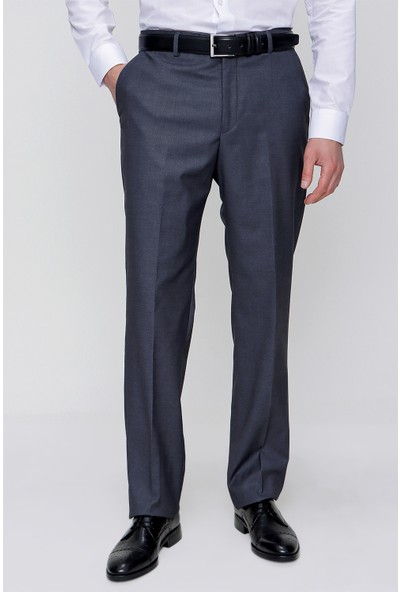 Erkek Gri Basic Düz Dynamik Fit Rahat Kesim Pantolon