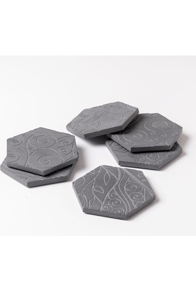 Lukka Home 6 Adet Beton Bardak Altlığı, Altıgen Bardak Altı Lukka Home 6 Adet Beton Bardak Altlığı, Altıgen Bardak Altı