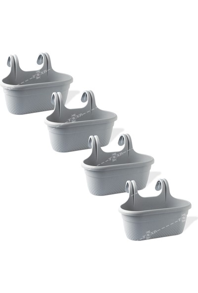 ToXA 4 Adet 6.2 Litre Askılı Balkon Saksısı Set Granit Gri Plastik Inci Desenli Saksı Seti ToXA 4 Adet 6.2 Litre Askılı Balkon Saksısı Set Granit Gri Plastik Inci Desenli Saksı Seti