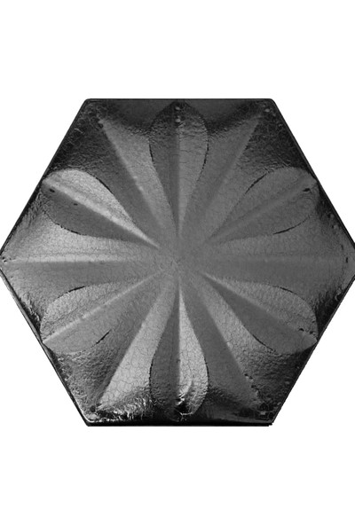 Armada Çini 15 x 17 cm Çiçekli Mat Metalik Altıgen Çini Karo