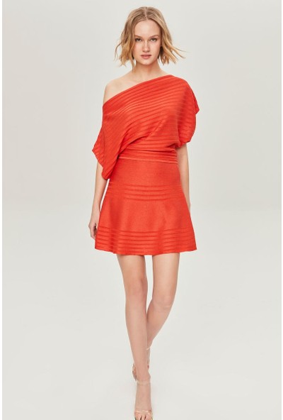 Join Us Volanlı Turuncu Triko Etek Join Us Volanlı Turuncu Triko Etek