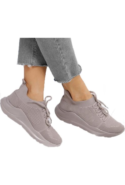 Bej Triko Rahat Tabanlı Sneaker Günlük Ayakkabı