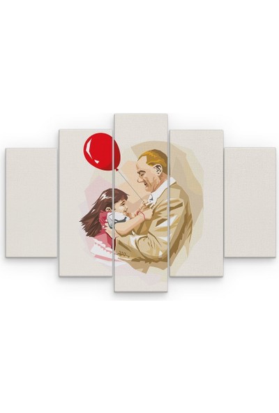 Hero Tasarım Atatürk Çocuk Sevgisi 5 Parça Mdf TABLOTGTB309 Hero Tasarım Atatürk Çocuk Sevgisi 5 Parça Mdf TABLOTGTB309